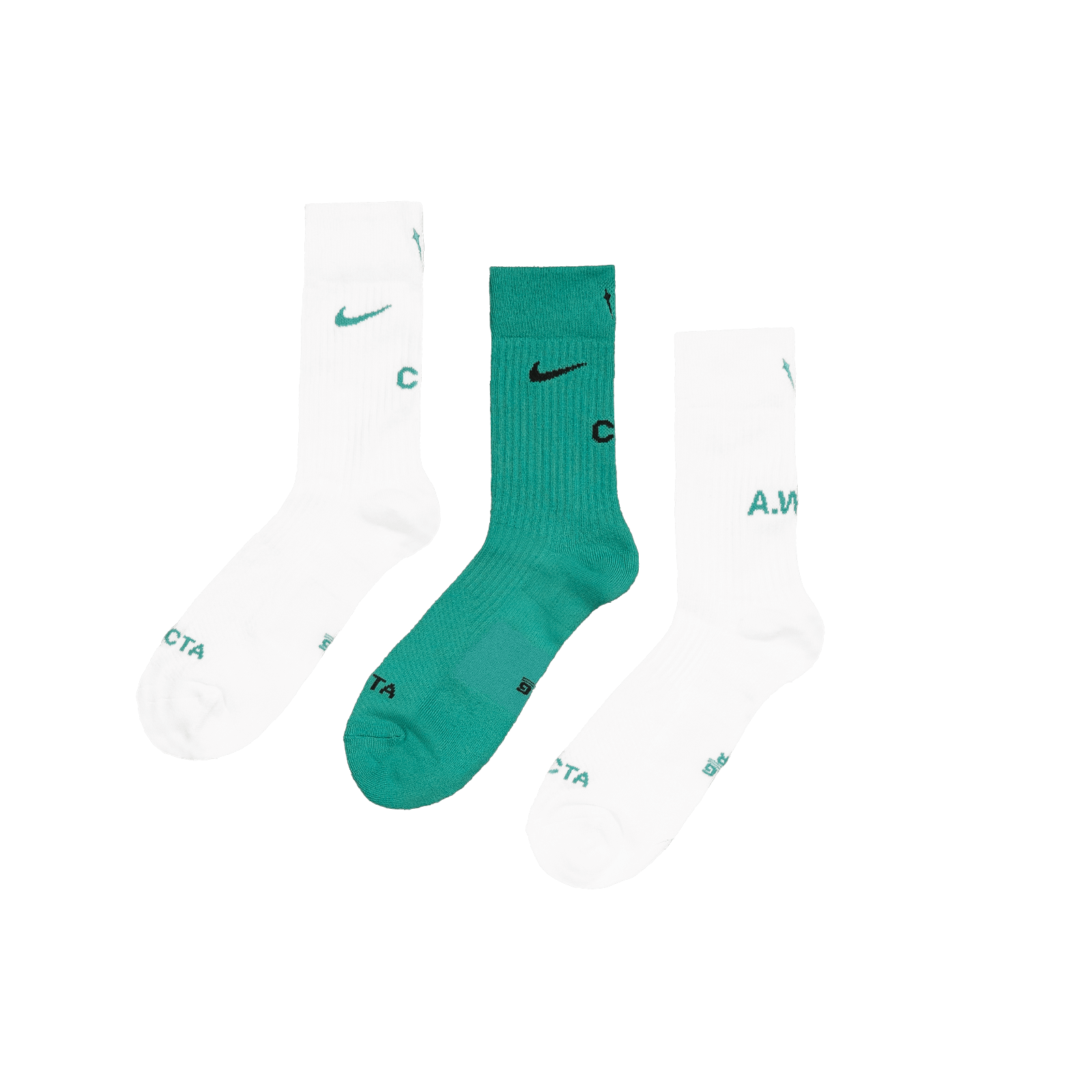 Crew Socks 3 Pack Neptune Green White | NOCTA