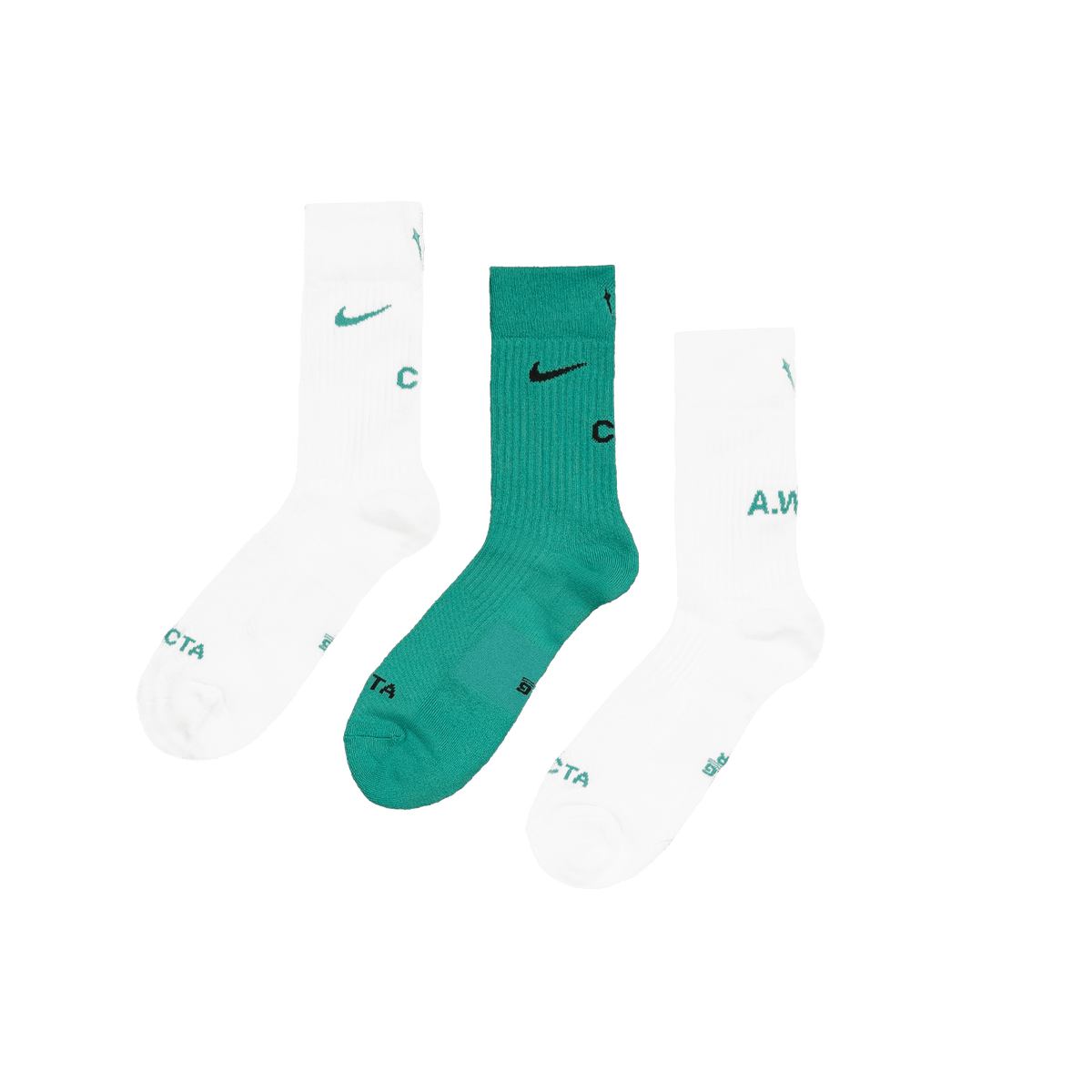 Crew Socks 3 Pack Neptune Green White | NOCTA